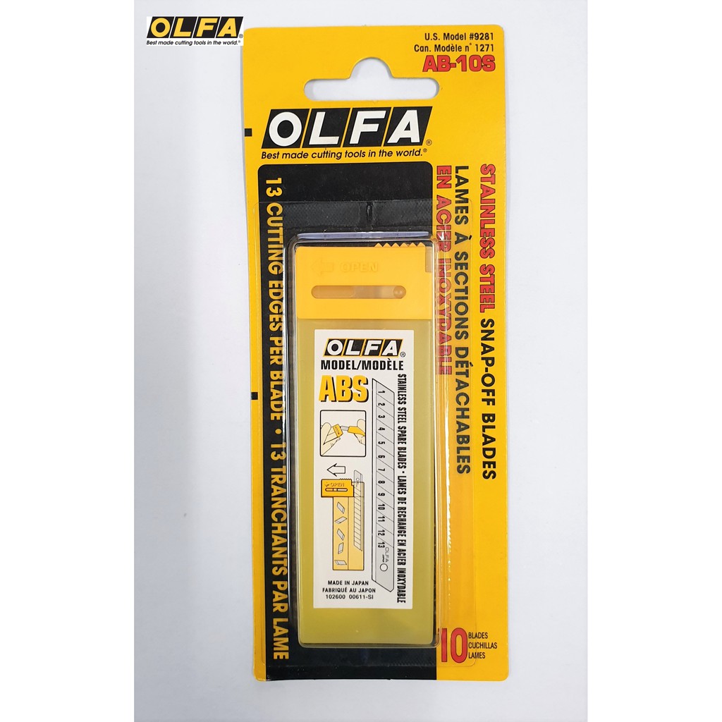 OLFA Cutter blade AB-10S 9mm stainless steel - pack of 10 blades | Shopee Philippines
