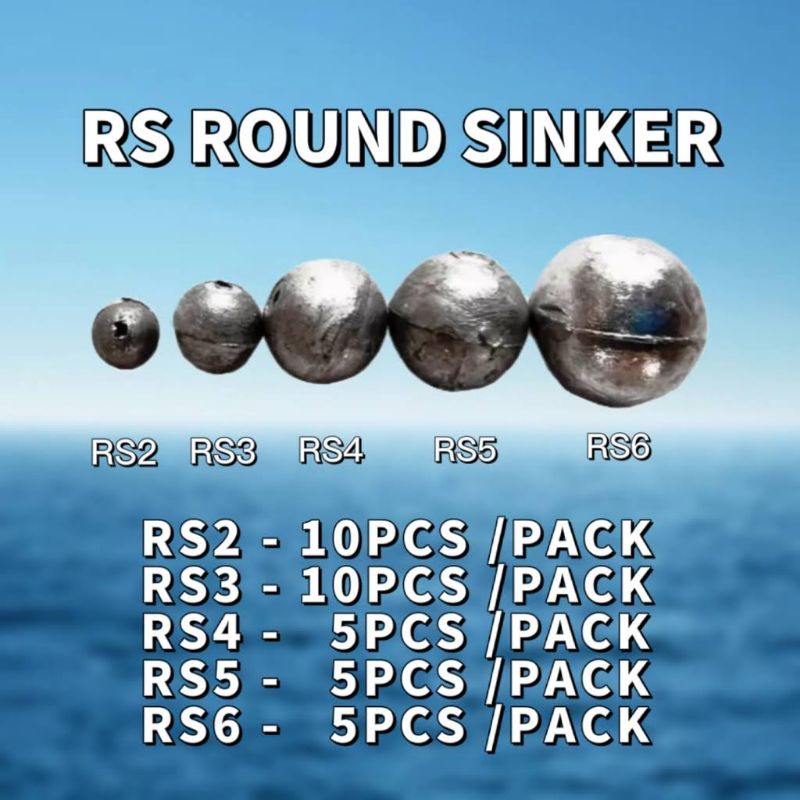 【FA008】5PCS/10PCS Round Sinker Fishing (RS) Small Round Ladung Stone ...