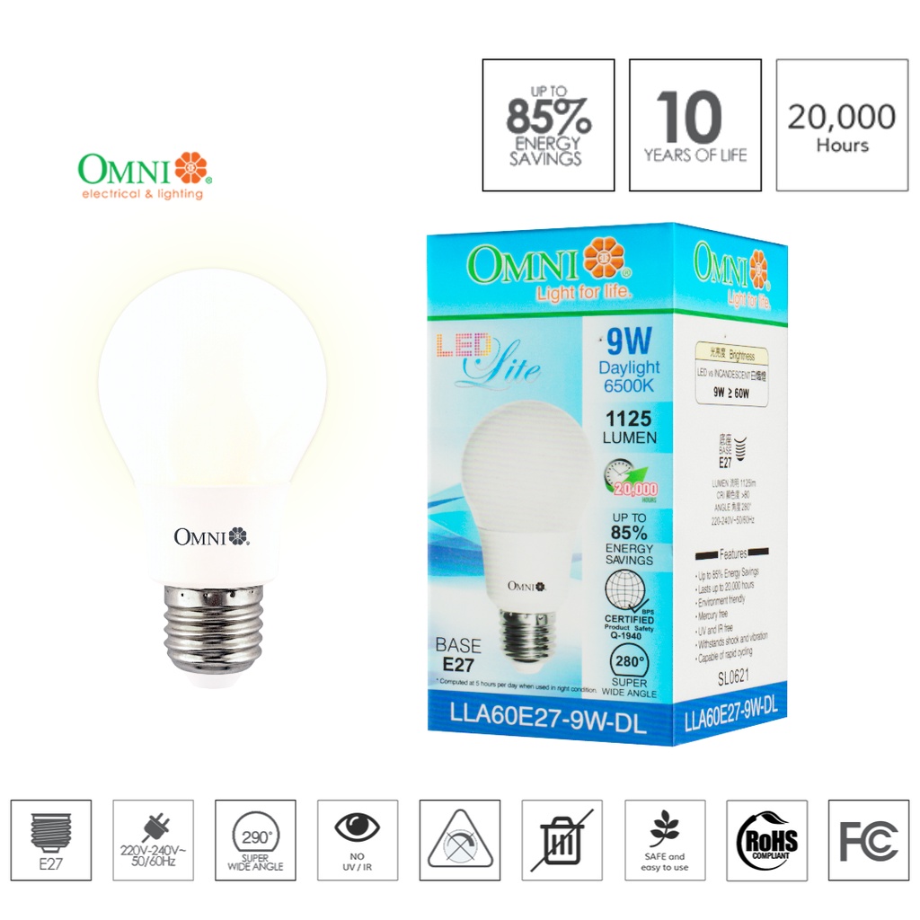 9W Omni Light Emitting Diode LED Light Bulb 9 watts Daylight | Shopee ...