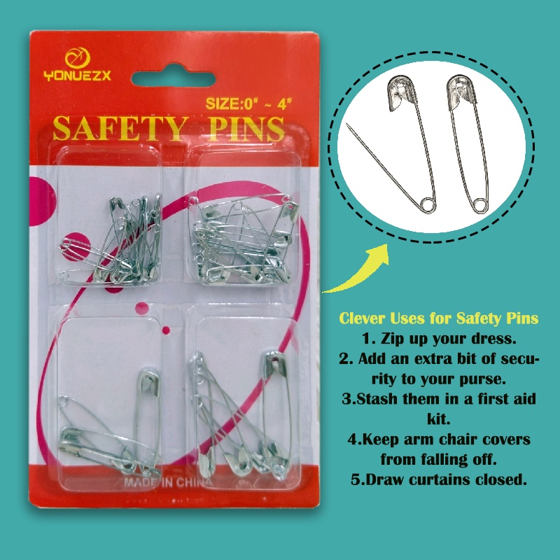 XP-156 [1 card] Size 0" - 4" Safety Pins Stainless Steel Pins Baby Pins ...