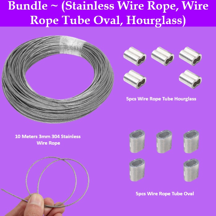 Mago 10m 3mm Stainless Wire Rope 5pcs Oval Sleeve Aluminum Tube 5pcs ...