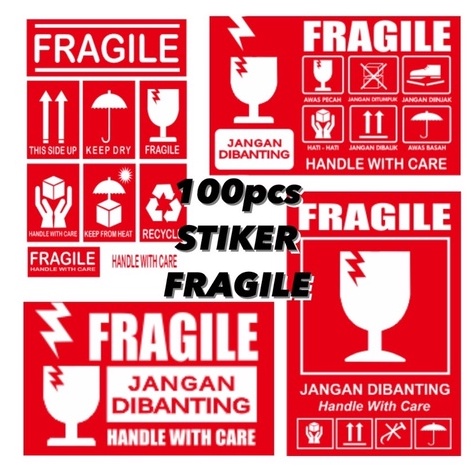 100pcs Fragile Stickers / Label Stickers Don't Slam Fragile 7,5cm x 4,5 ...