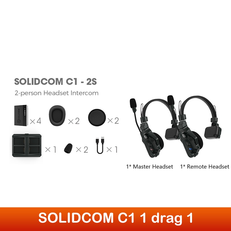 Hollyland Solidcom C1 Wireless Intercom Headset System Full Duplex ENC ...