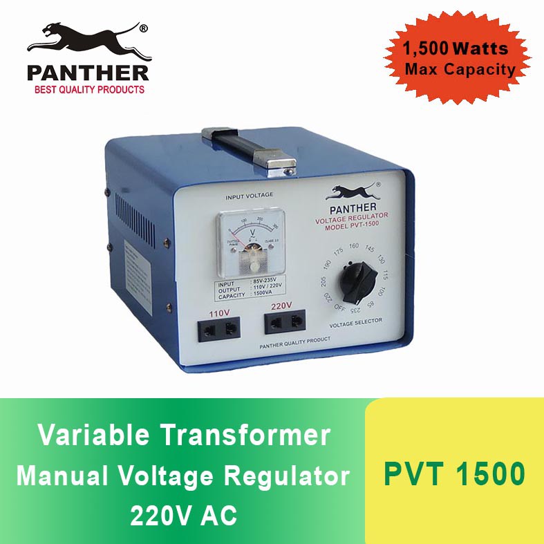 Panther PVT 1500 Manual Voltage Regulator / Variable Transformer 1500 Watts Output 110V and ...
