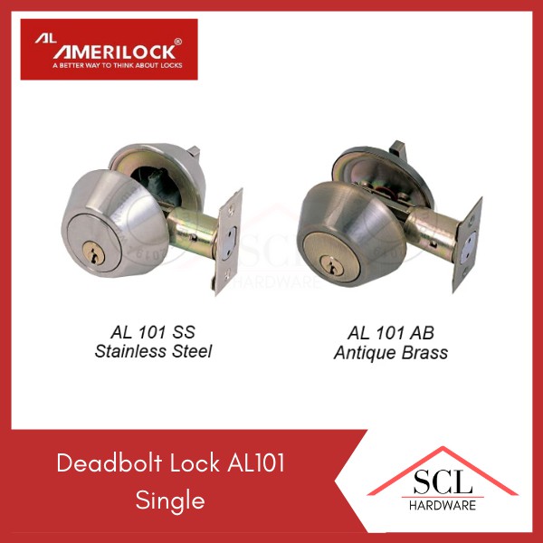 AMERILOCK Deadbolt Lock Single ALD101 (Stainless Steel, Antique Brass ...