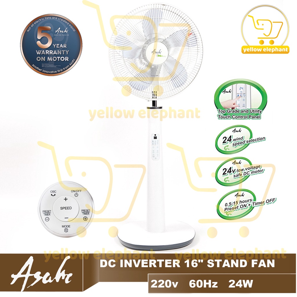 Asahi 16" Stand Fan Energy Saving Dc Inverter With Thermal, Cutoff Fuse ...