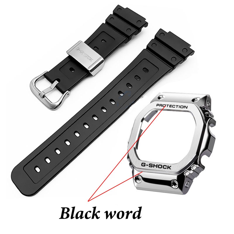Rubber Watch Band Stainless Steel Bezel for Casio G-shock DW5600 G5600E ...