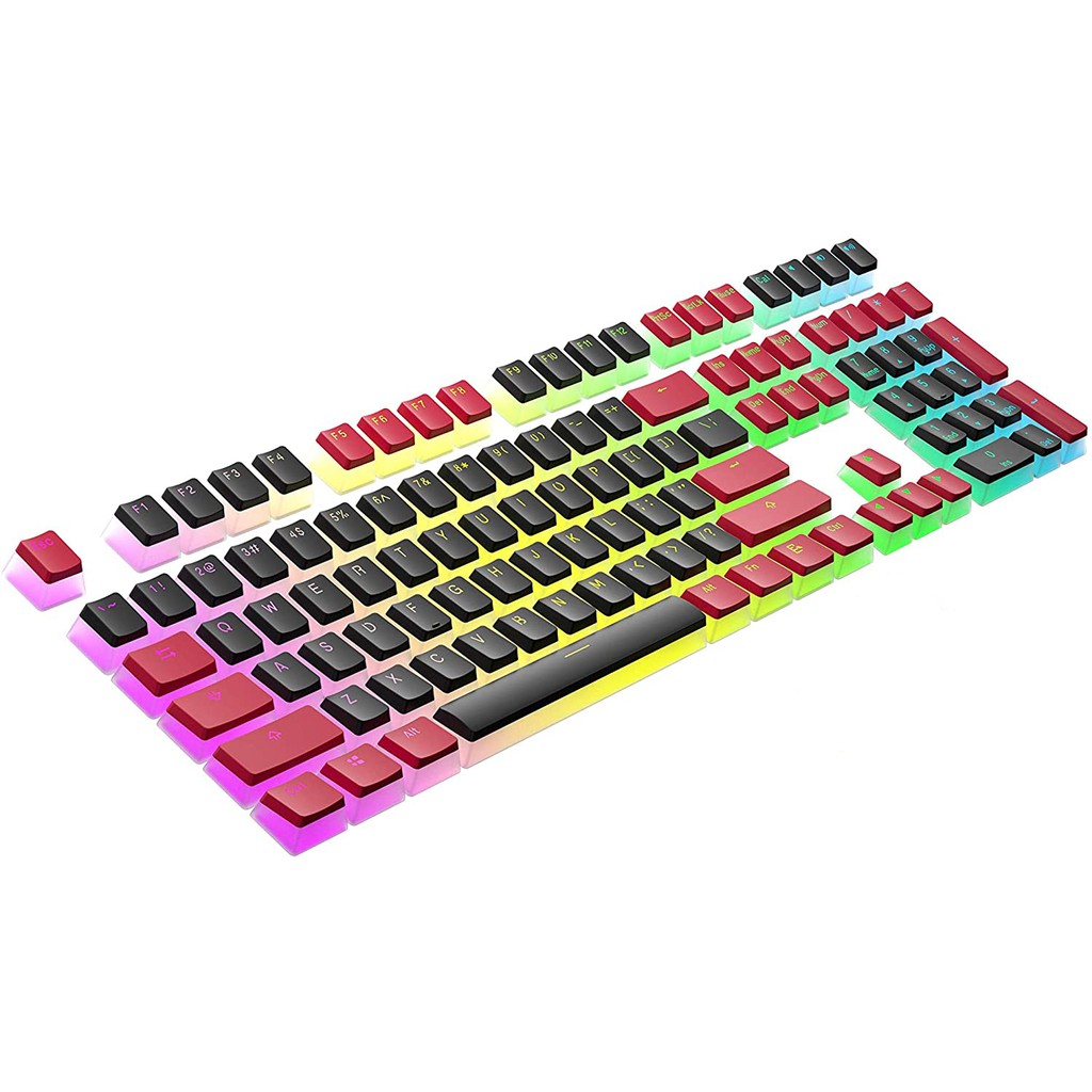 Cyan Pink pudding keycap 108 Double Shot PBT pudding keycap Ansi/ISO ...
