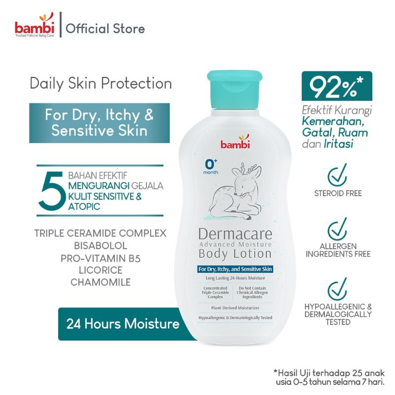 Bambi Baby Dermacare Advanced Moisture Body Lotion 200 ML | Shopee ...