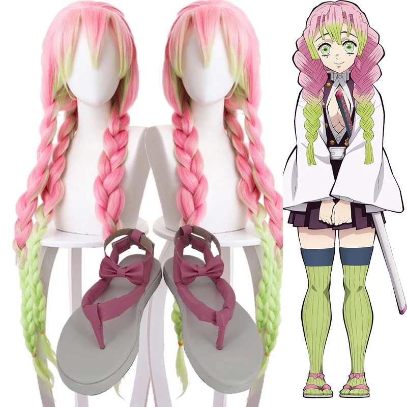 Anime Demon Slayer Kimetsu no Yaiba Kanroji Mitsuri Cosplay wigs Shoes ...