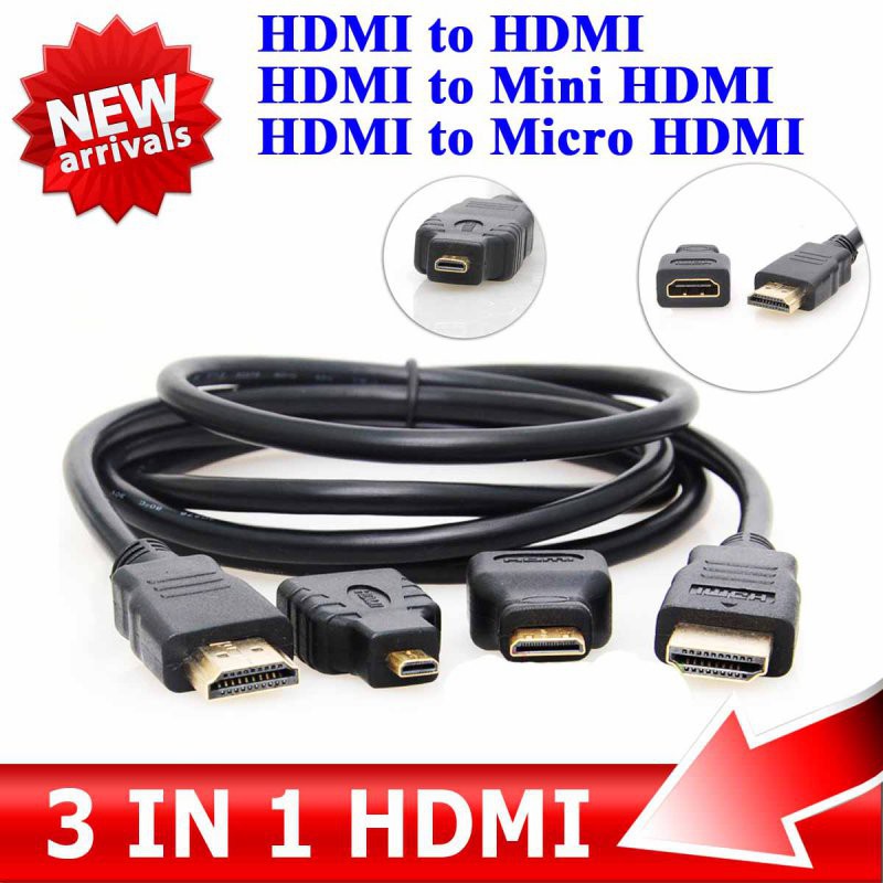 1.5m,3m,5m 3 in 1 HDMI Cable to HDMI HDMI Mini Micro HDMI All Purpose ...