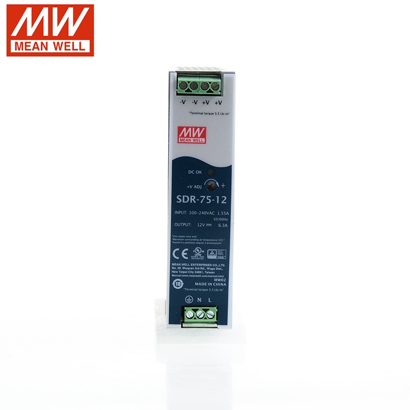 SDR-75-12 MEAN WELL 75W 12V Slim Size DIN Rail Switching Power Supply ...