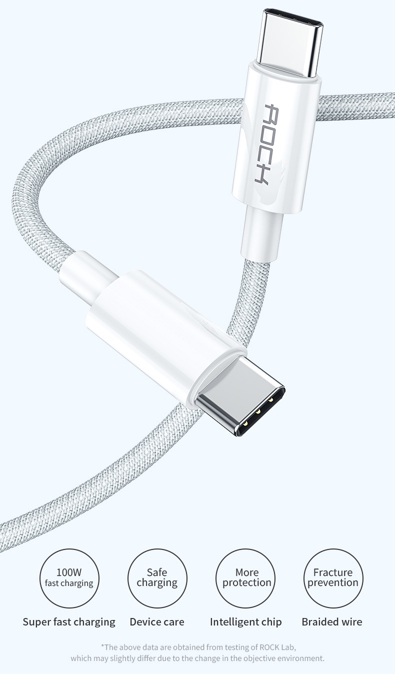 Rock Space R6 Type C to Type C 100W PD Fast Charging Cable 100cm 200cm ...