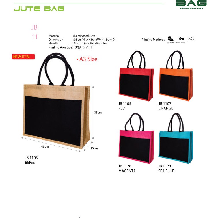 JUTE BAG JB11 [BASIC MASS TRADING SDN BHD] | Shopee Philippines