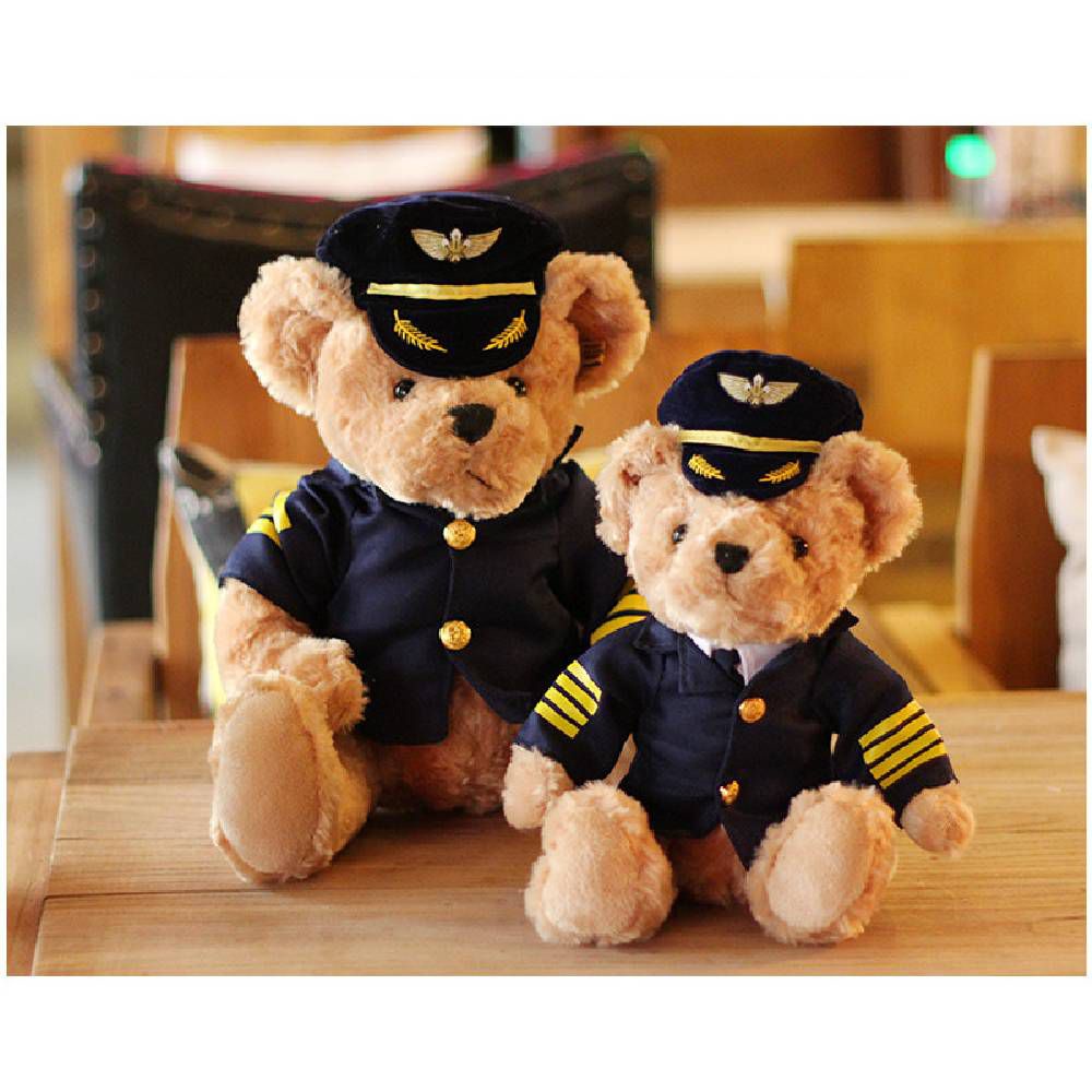 New 22/30cm Teddy Bear Plush Toys Pilot Plane Captain Police Aviation ...