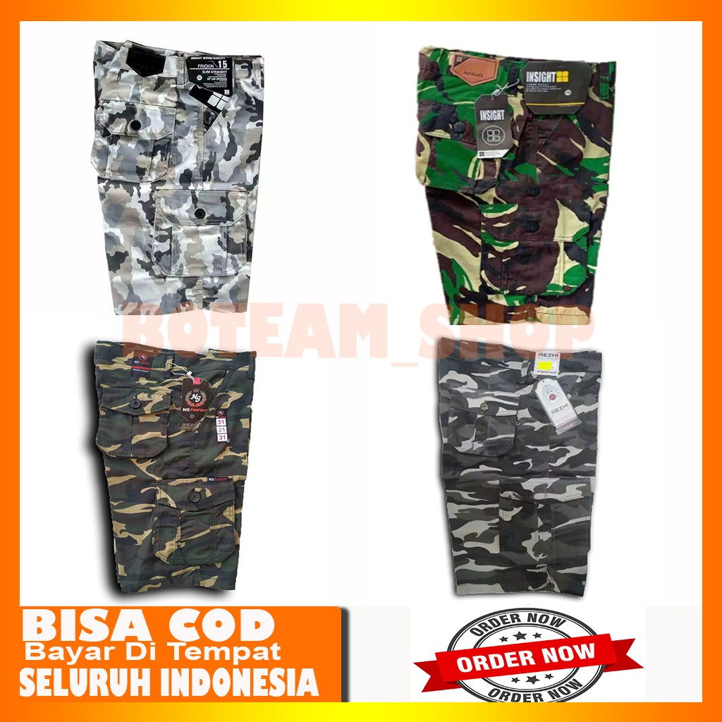 KATUN Doreng Army Short Cargo Pants TNI Thick Cotton Material PDL ...