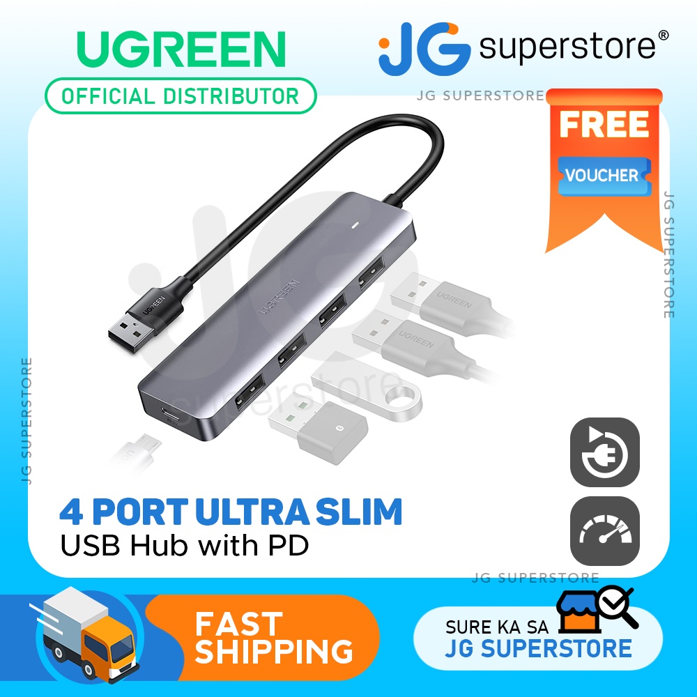 [CLEARANCE] UGREEN Ultra Slim 4 Port USB 3.0 Hub with MicroUSB PD and 5Gbps Data Speed | 50985 ...