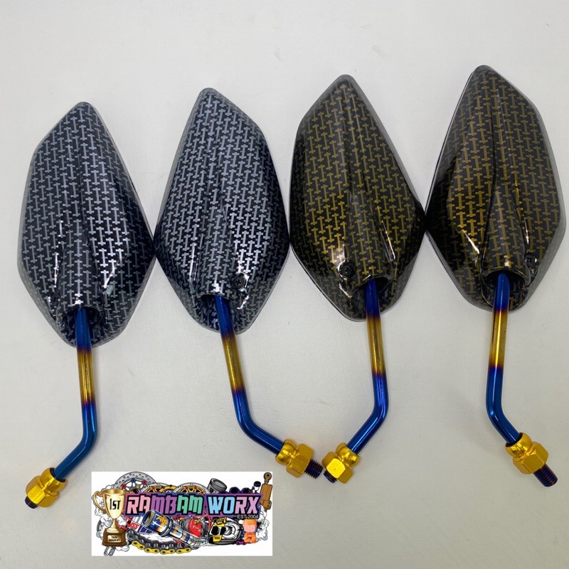 Titanium SIDE MIRROR carbon gold big standard size (yayamanin/Thai ...