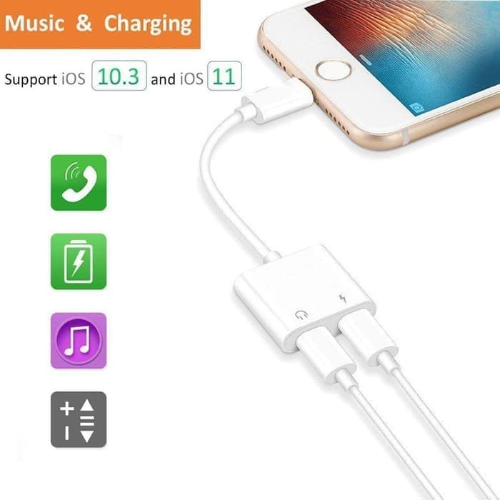 Apple Iphone Lightning Splitter 2in1 Dual Lightning Audio & Call ...