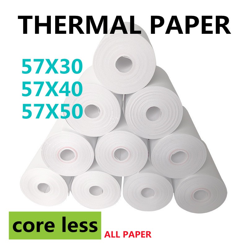 Coreless Thermal Paper 57x30/57x40/57x50 for Thermal Printer Receipt ...