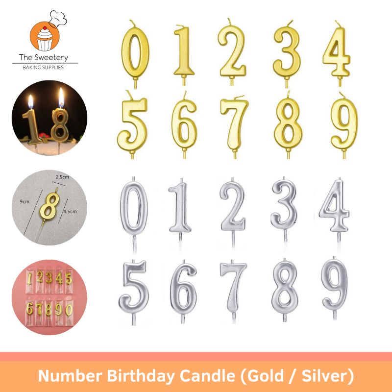 Metallic Number Birthday Candle Gold / Silver | Shopee Philippines