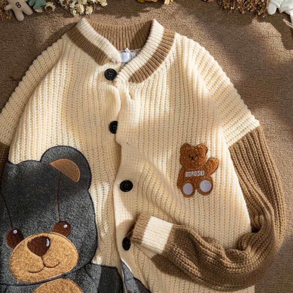 Retro Japanese Bear Cardigan Sweater Design Knitting | Shopee Philippines