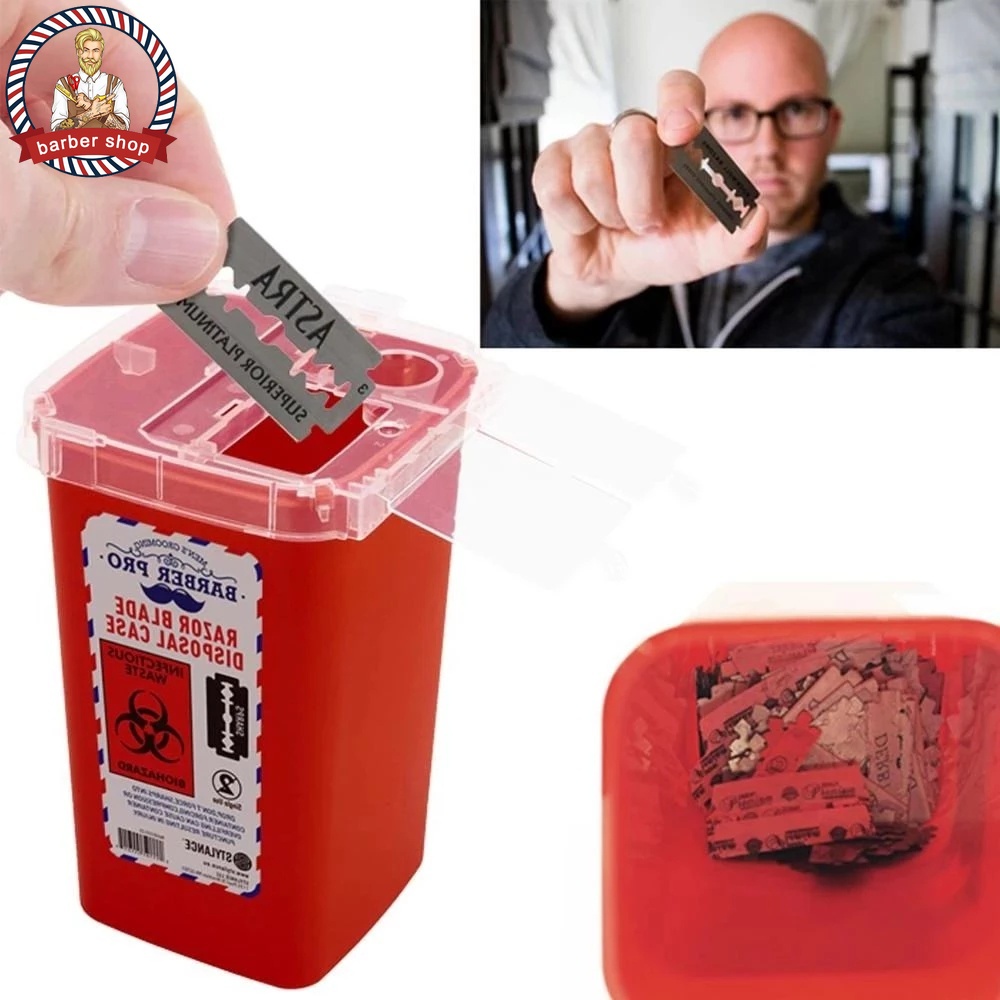 Disposal Container Case Waste Blade Storage Box Barber Accessory Mini ...