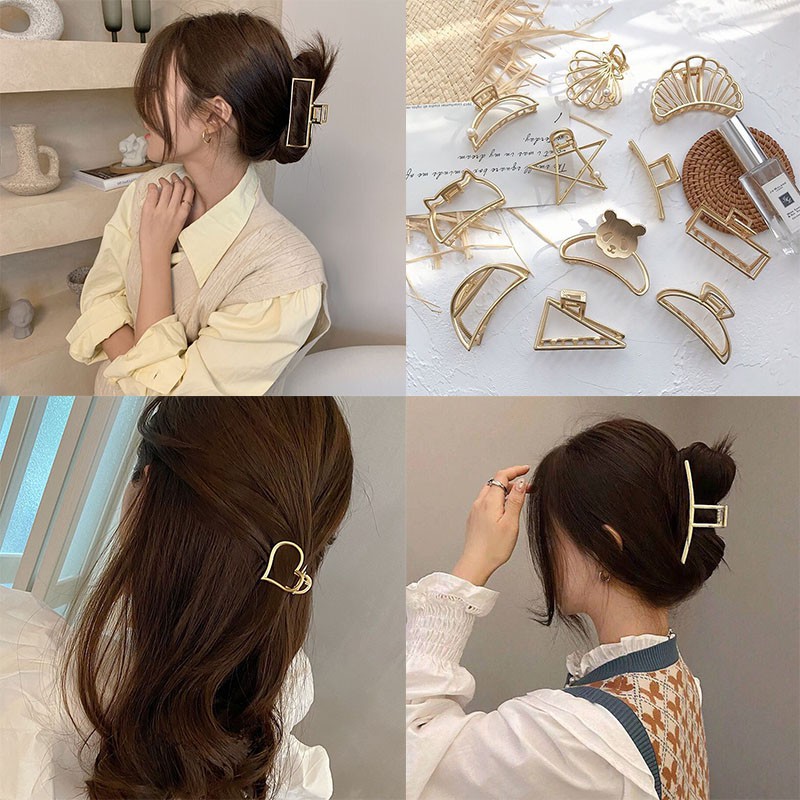 Large Metal Claw Clips Hollow Non-slip Hair Catch Jaw Clamp for Women ...