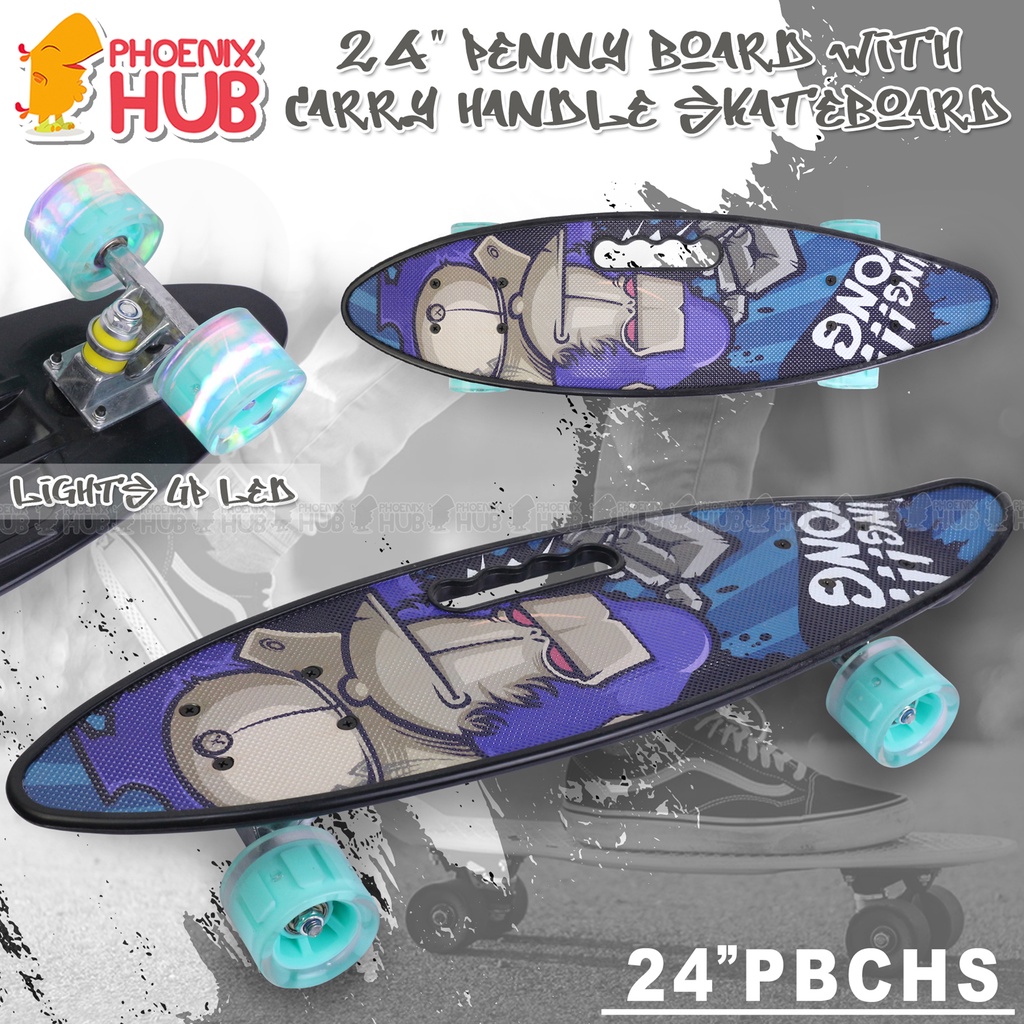Phoenix Hub 22" Plastic Penny Board LED Light Wheels / 24" Wooden ...