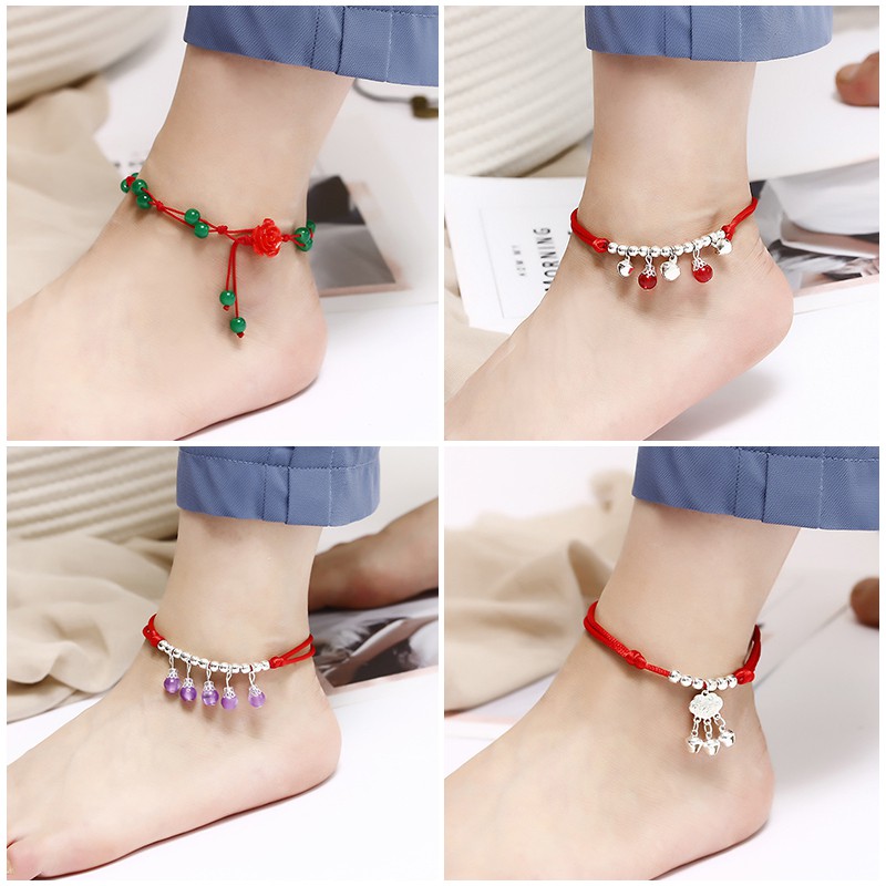 [Popular Anklet] Simple Red Rope Anklet Hand-woven Chinese Style Anklet ...