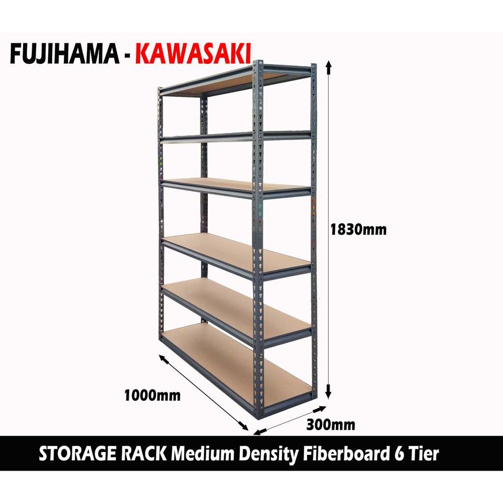 Fujihama 5 Layer Storage Rack MDF(WOOD) Shelves (1830mm H x 1000mm W x ...