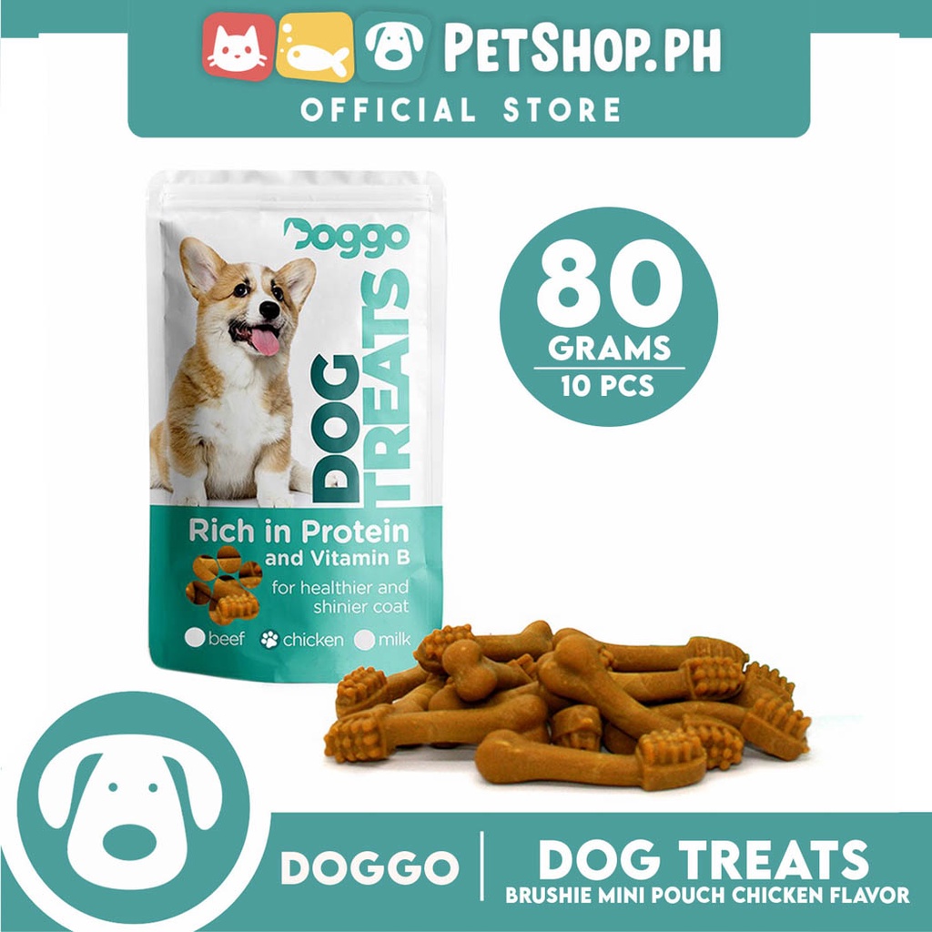 Doggo Dog Brushie Treats Mini Pouch 80 grams, 10 pcs. (Chicken Flavor ...