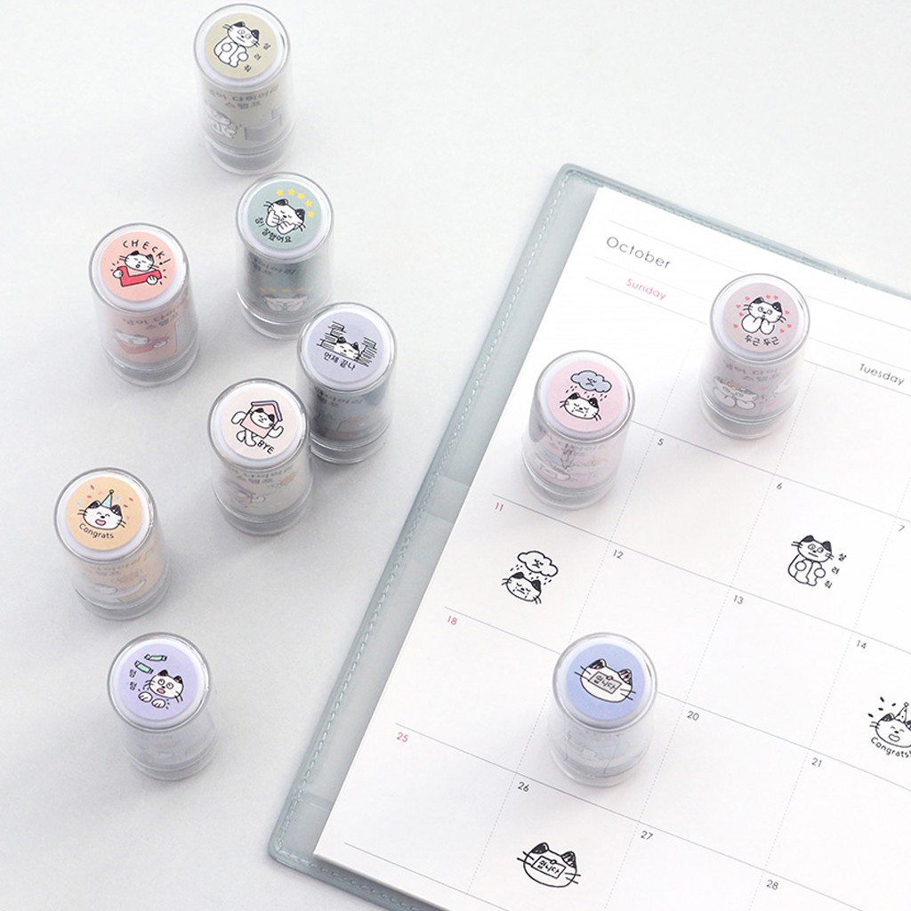 ICONIC Meow Cat Diary Stamp , Korea Planner Diary Deco Stationery ...