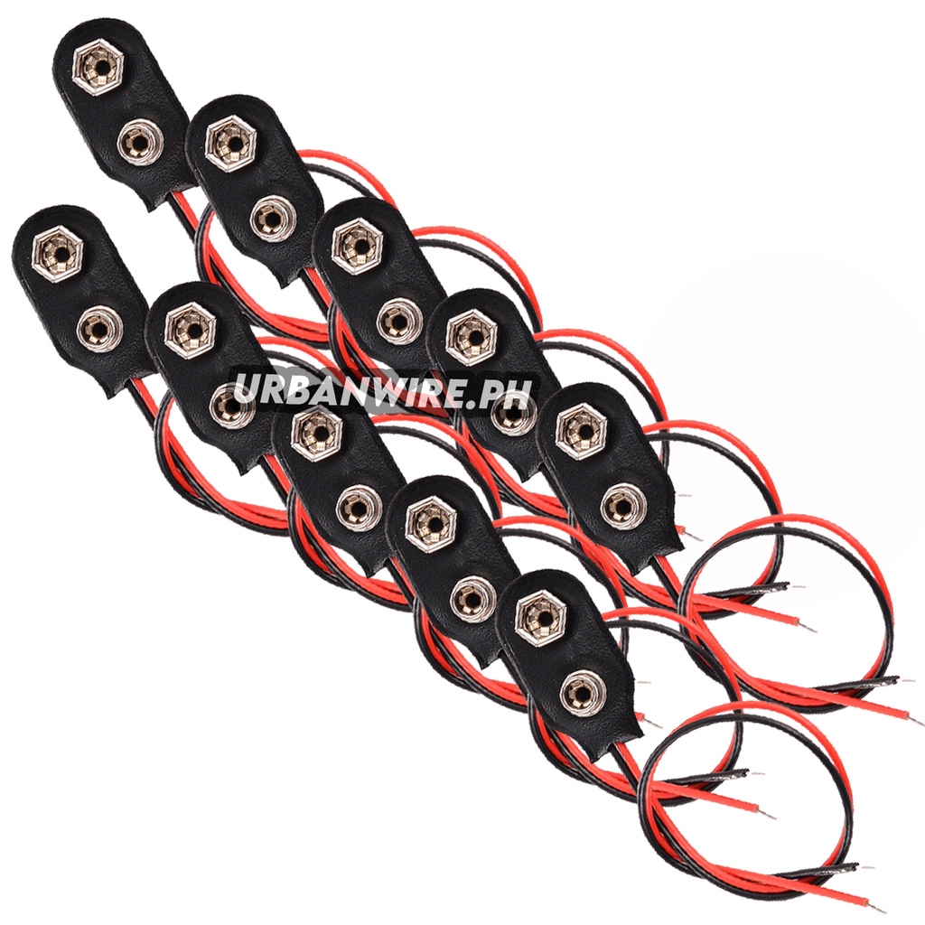 🟦【10 PCS】 9V Battery 9V Clip Holder Snap On Connector Black Cable Heavy ...