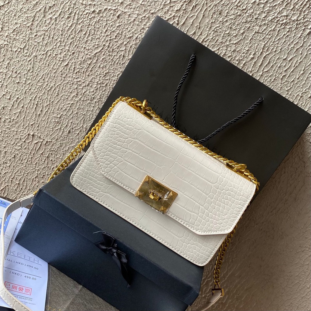 Db2062 TAS C*N*K Metallic CROCO PUSH LOCK BAG+PAPERBAG FULL SET TAS ...