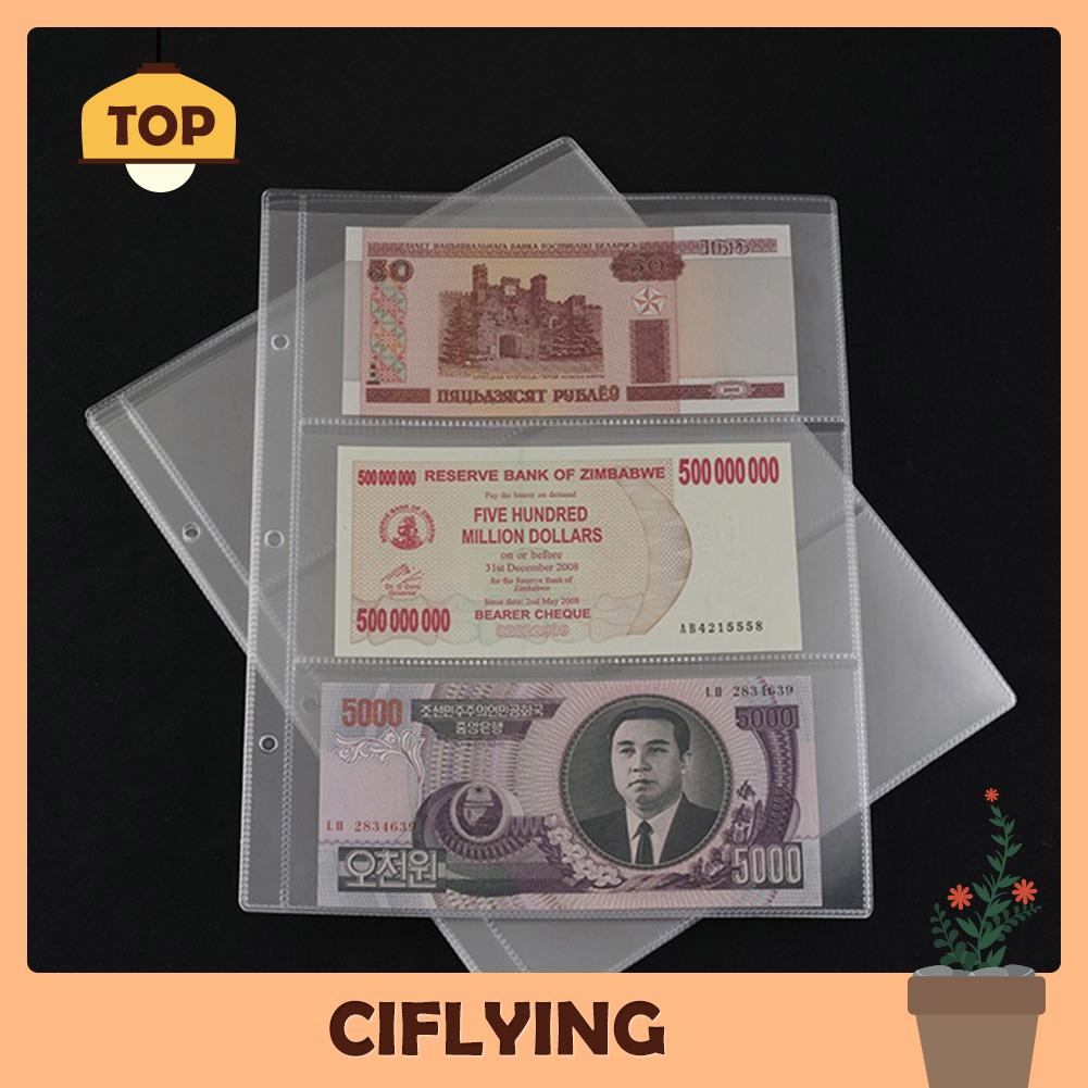 10pcs Pages 3 Holes Paper Money Album Currency Banknote Collection Book ...