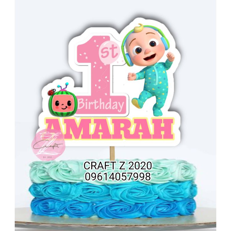 pink cocomelon cake topper for girls PERSONALIZED | Shopee Philippines