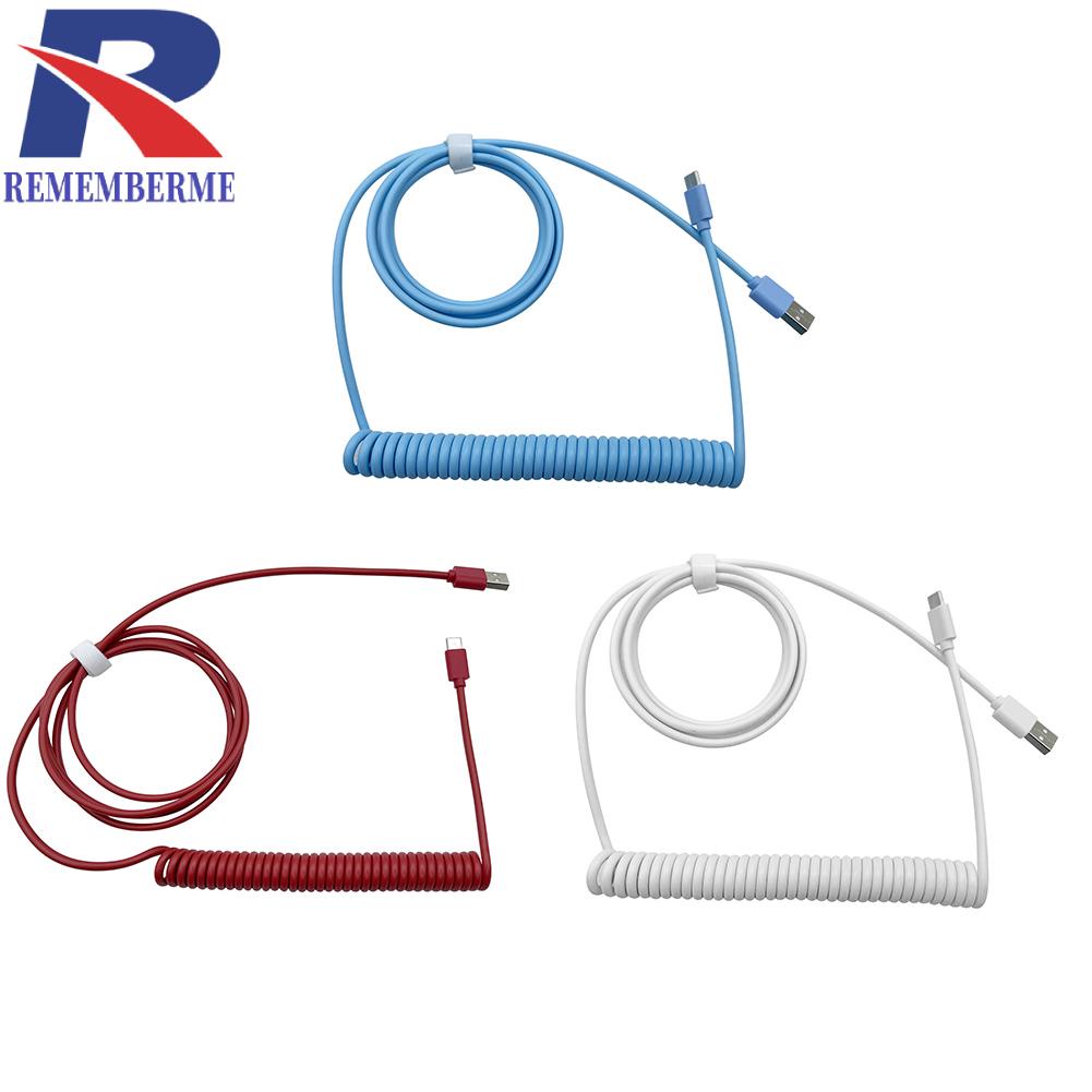 Mechanical Keyboard Data Cable Type-C to USB Coiled Spring Charging ...