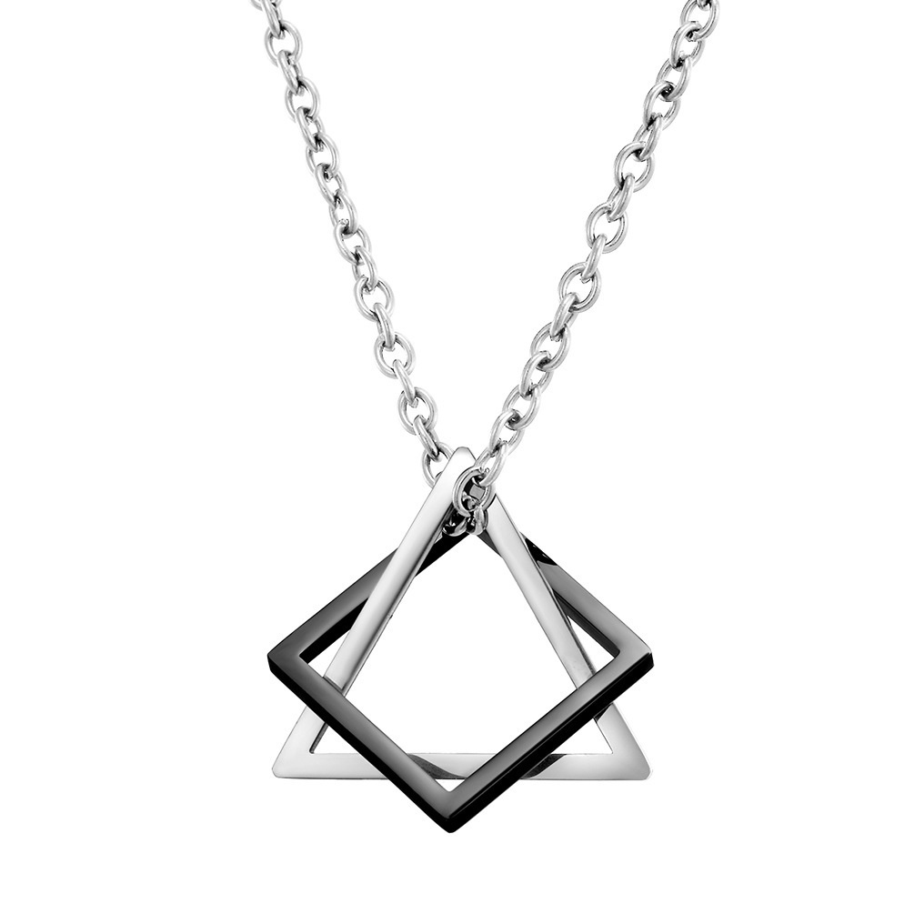 Geometry Interlocking Square Triangle Male Pendant for Men Stainless ...
