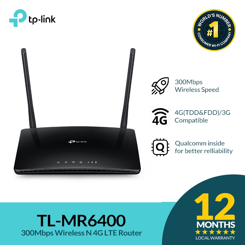 TP-Link TL-MR6400 300 Mbps Wireless N 4G LTE Router | Shopee Philippines