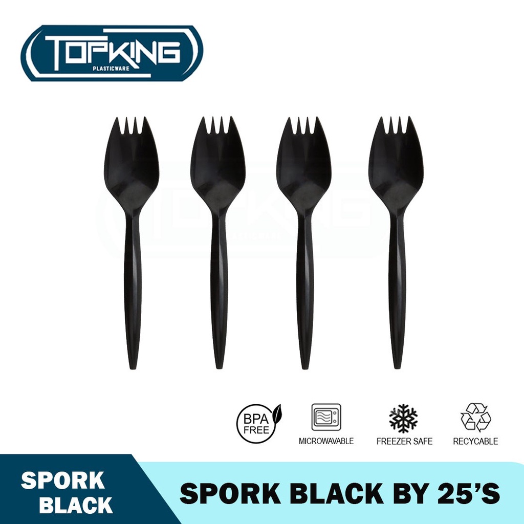 Topking Disposable Spork Black 25Pcs/Pack | Shopee Philippines