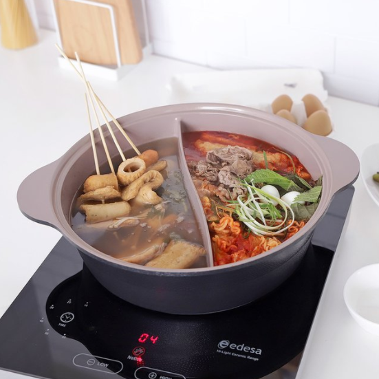 home life♡BUBU♡ Induction ceramic coated half-and-half pot 28cm Y5PF ...