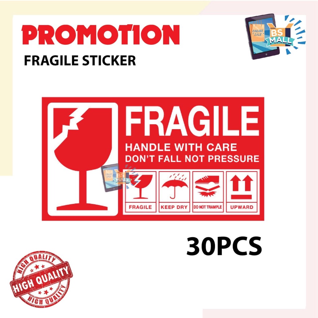 BS MALL 5x9CM Warning Life Fragile Sticker Label Carton Box | Shopee ...