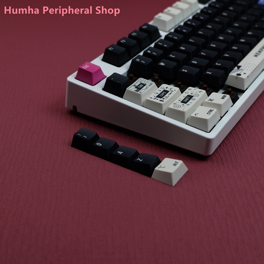 Humha Memphis keycap 140 keys PBT material Dye-Sublimation Cherry profile Mechanical Keyboard ...