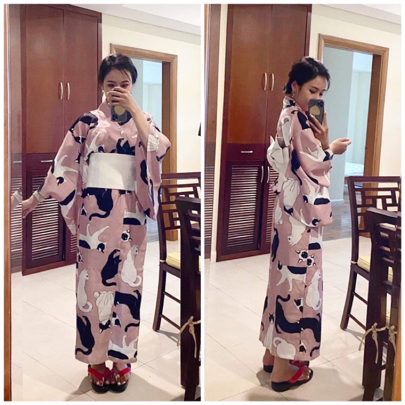 (G23016) Japanese Yukata with unique cat pattern | Shopee Philippines