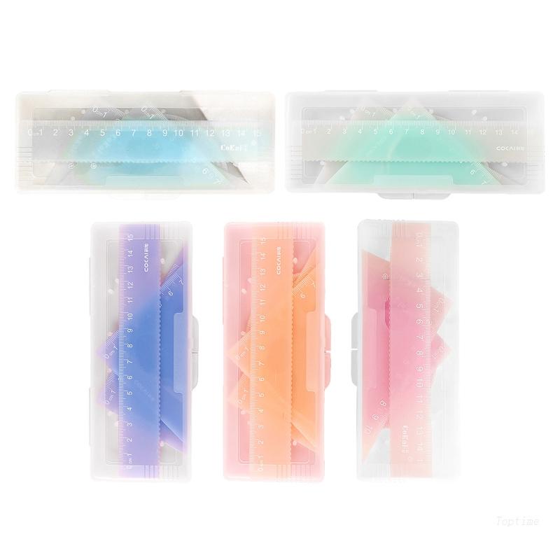 Top 4 Pcs Geometry Kit Plastic Protractor 2 Triangle Rulers 15cm Ruler ...