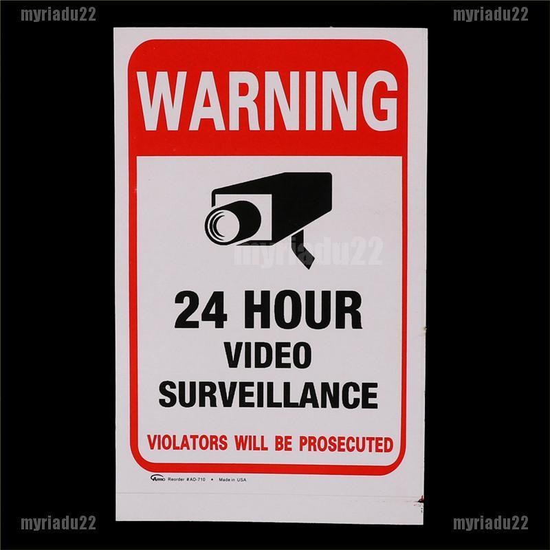 【MYRIA】 5pcs 24H CCTV Video Camera System Security Warning Sign Sticker ...