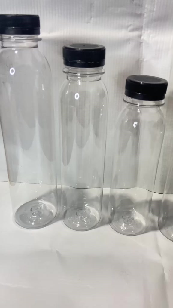 Cylinder Plastic Bottle with Black Cap 200ml | 250ml | 300ml | 350ml | 500ml available sizes ...