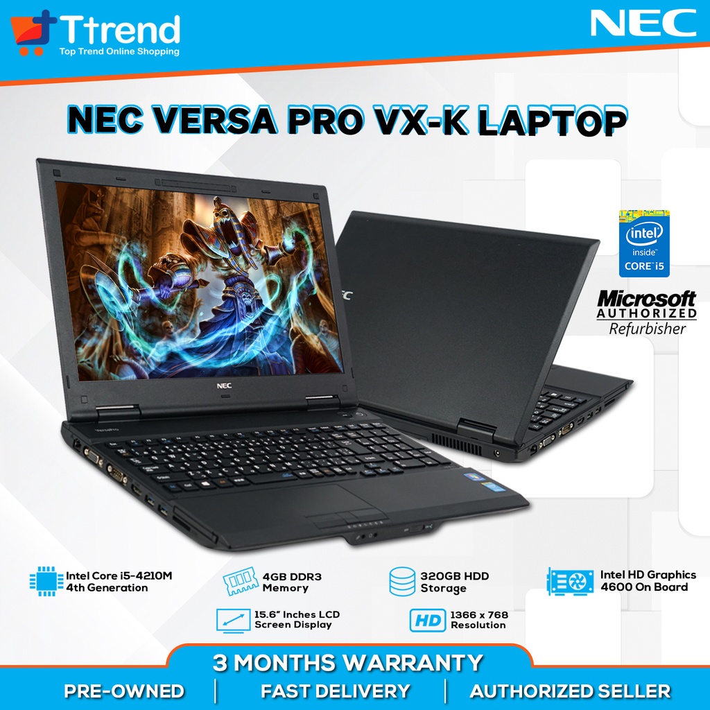 NEC VERSA PRO VX-K NOTEBOOK LAPTOP | Intel Core i5 4th Gen 4GB RAM DDR3 ...