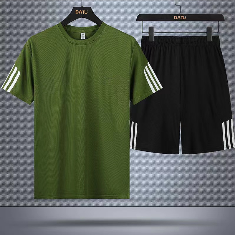 Simple fashion plain short sleeve trend terno T-shirt + shorts Unisex ...